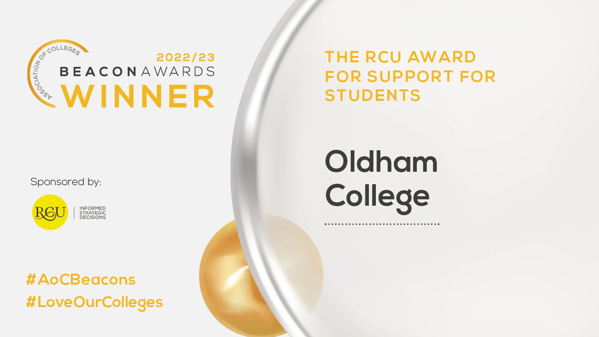 Oldham College wins the AoC Beacon award for Support for Students ...